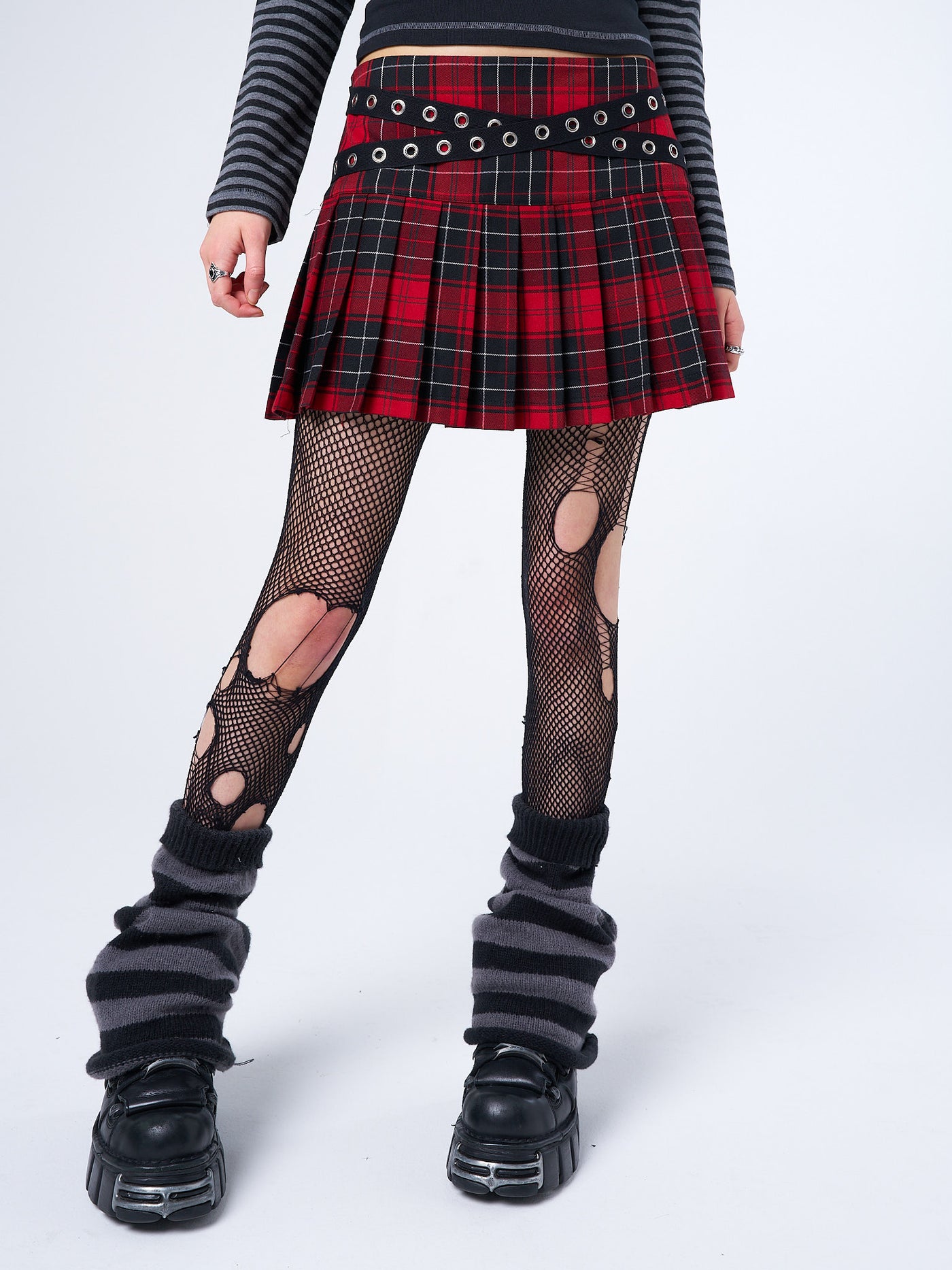 Red And Black Tartan Mini Skirt Y2k Grunge Minga London