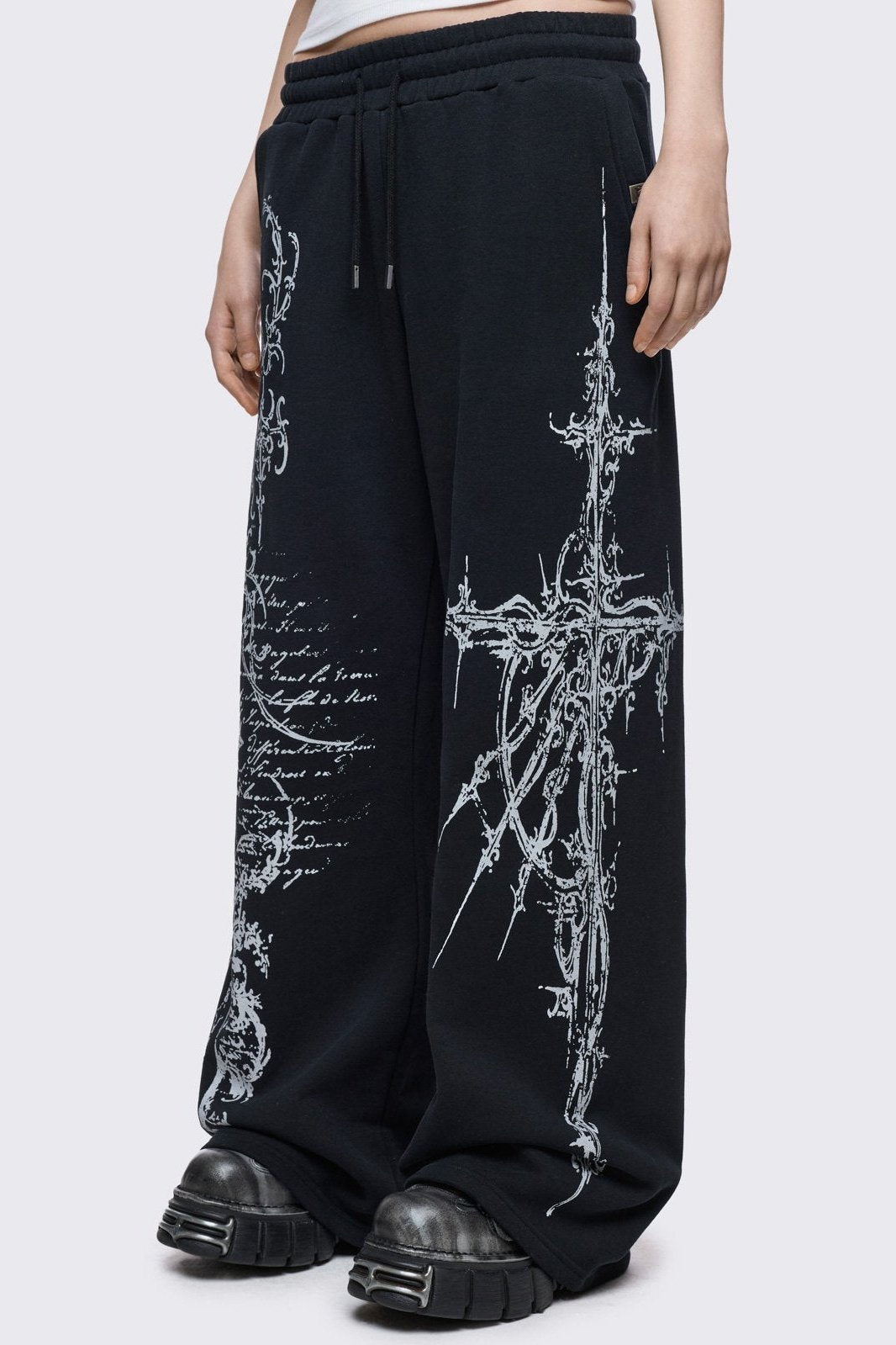 Black Baggy Cyber Sigilism Sweatpants | Minga London