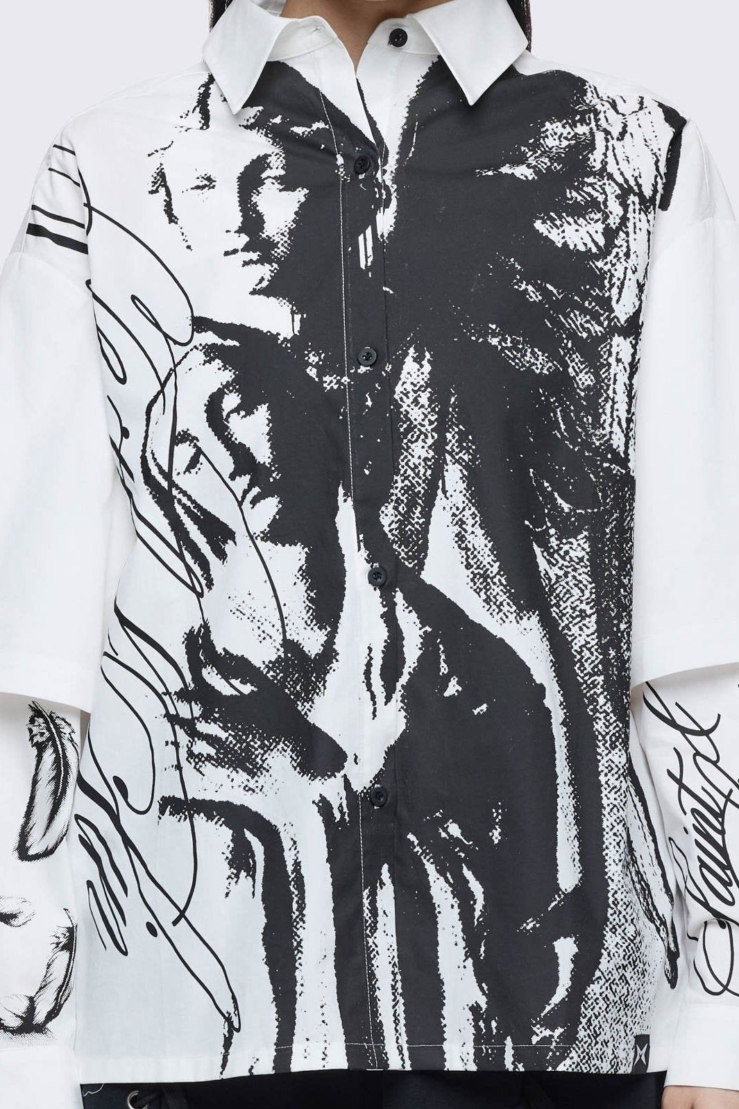 White Layered Goth Graphic Shirt | Minga London